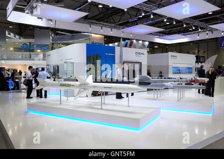 An exhibition booth of Diehl Defence GmbH & Co. KG is seen during the ...