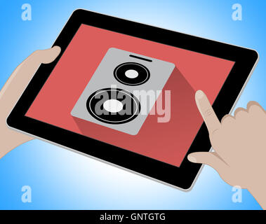 Music On Tablet Indicating Songs 3d Illustration Stock Photo - Alamy