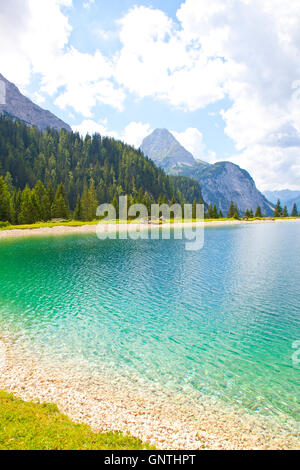 Ehrwalder Almsee - beautiful mountain lake in the Alps, Tyrol, Austria ...