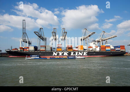 NYK Line container ship Oceanus shown entering the Port of Los Angeles ...