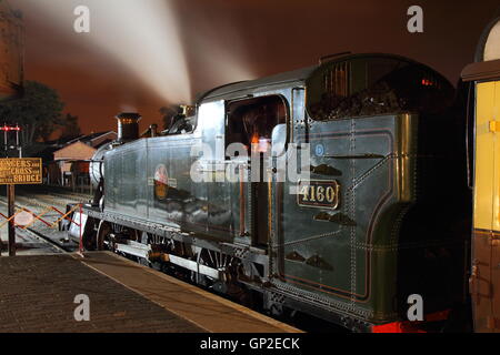 Preserved GWR 5101 Class steam locomotive No.4160 at Blue Anchor ...