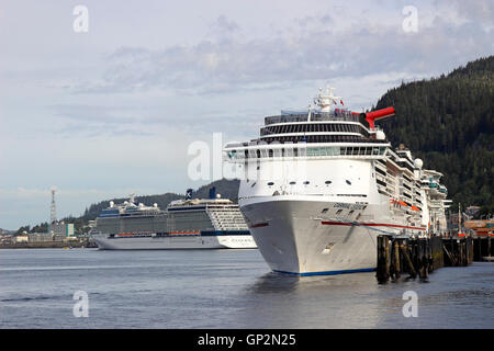Alaskan cruise ships at dock Ketchikan Tongass Narrows Inside Passage ...
