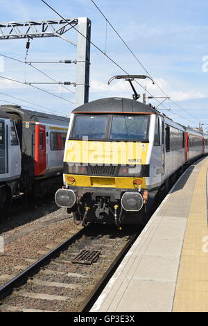Greater Anglia Class 90 electric locomotive train on the Norwich to ...