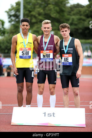 Medal presentation for the boys 400m with England North West's Ellis ...