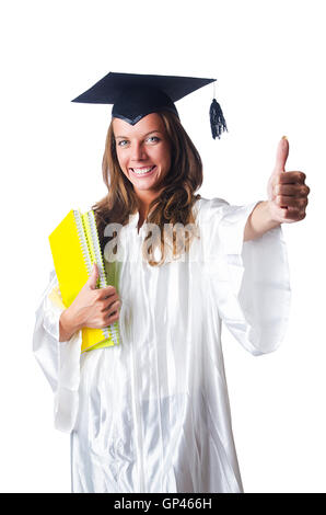 Young graduate isolated on the white background Stock Photo - Alamy