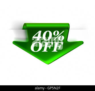 3d render: green 40 percent, percentage discount sign on white, 40 ...