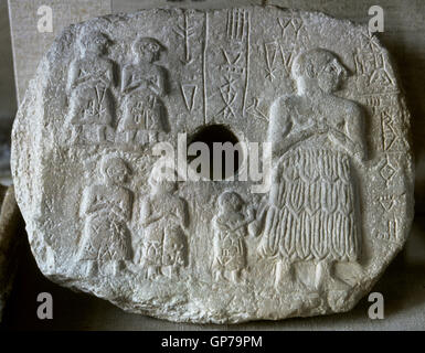 Mesopotamia. Sumerian stele. Ur-Nanshe king of Lagash with his family ...