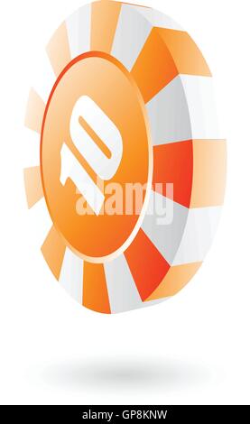 Orange roulette chip isolated on white, vector illustration Stock ...