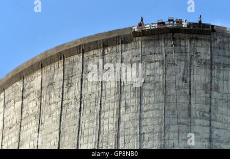 Dukovany Nuclear Power Plant Spokesman Jiri Bezdek above the reactor ...