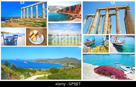Athens Greece collage - greek ancient landmarks Stock Photo - Alamy