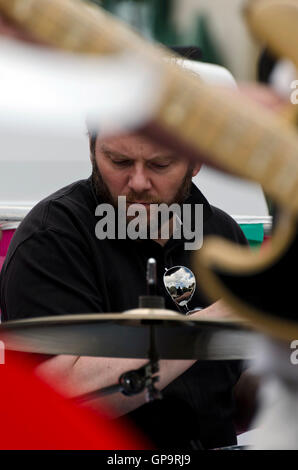 Arthur Cook, the drummer with the band Lights Out by Nine, taking part ...