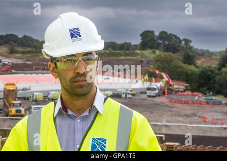 Humza Yousaf at construction of new M8 M74 M73 motorways Stock Photo ...