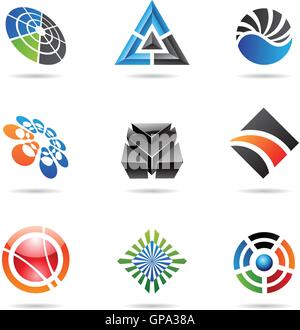 Various colorful abstract icons isolated on a white background Stock ...