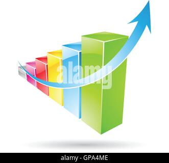 Vector illustration of colorful 3d stat bar graphs Stock Vector Image ...