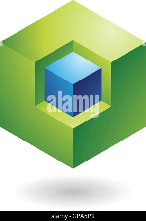Abstract 3d square logo design, Corner geometric shape, symmetric ...