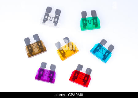 Different colors of car fuses Stock Photo - Alamy