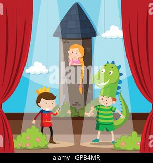 Kids doing role play on stage illustration Stock Vector Image & Art - Alamy