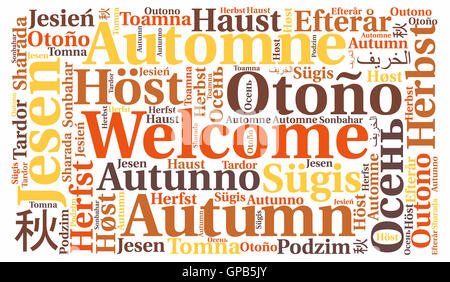 Word cloud concept illustration of autumn fall season Stock Photo - Alamy
