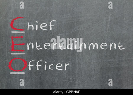 Acronym of CEO - Chief Entertainment Officer blackboard Stock Photo - Alamy