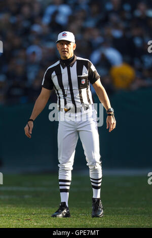 NFL referee Clete Blakeman (34) looks at a Microsoft surface replay ...