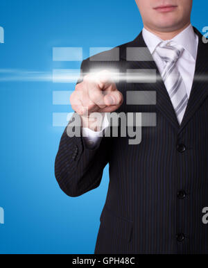 Man pressing digital buttons Stock Photo - Alamy