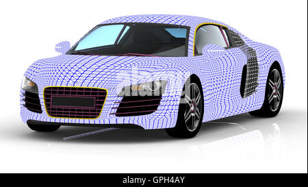 3d car wire model on a white background Stock Photo - Alamy