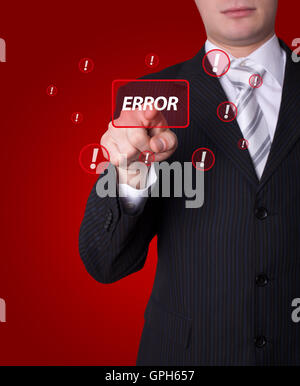 Man pressing ERROR button Stock Photo - Alamy