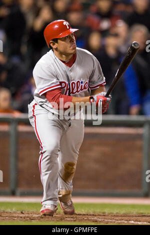 Philadelphia Phillies catcher Carlos Ruiz kneels near home plate after ...