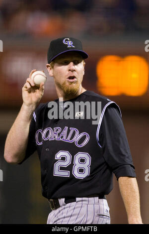 Colorado Rockies starting pitcher Aaron Cook throws in the first inning ...