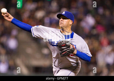 Los Angeles Dodgers pitcher Justin Wrobleski throws to the plate during ...