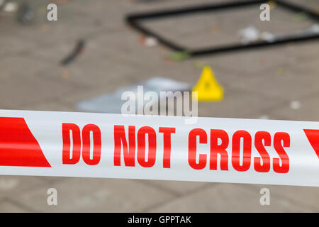 Police tape for crime scene, 'Police Inner cordon'. red on white Stock ...