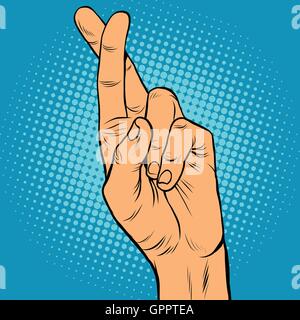 Fingers crossed, hand gesture. Lie, on luck, superstition symbol or ...