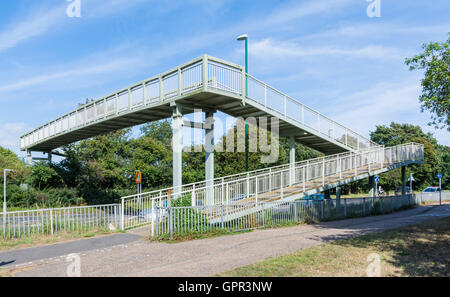 Footbridge across the road. Bridge for pedestrian over highway in Stock ...