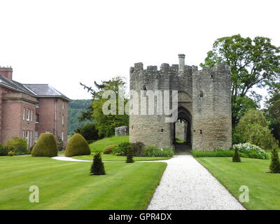 The Castle at Brampton Bryon in north-western Herefordshire in the Teme ...