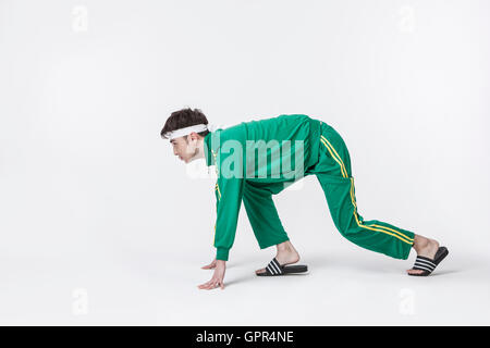 Young male job seeker ready to run Stock Photo - Alamy