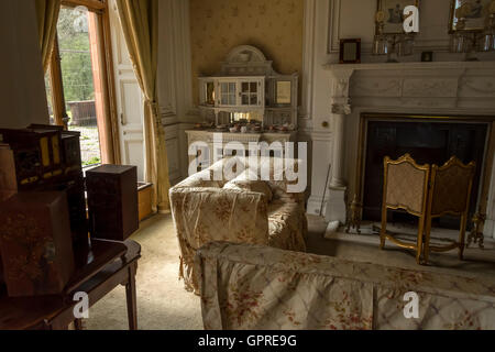 The Drawing Room, inside Kinloch Castle, Isle of Rum, Scotland, UK ...