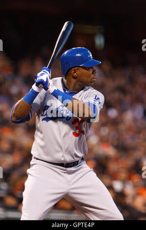 Los Angeles Dodgers left fielder Trayce Thompson (25) bats against the ...