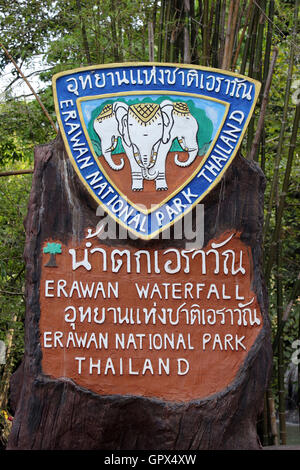 Thailand: Erawan, the three-headed elephant, symbol of Old Siam, on a ...