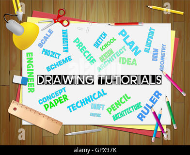 Drawing Tutorials Indicating Sketching And Creative Lessons Stock Photo ...