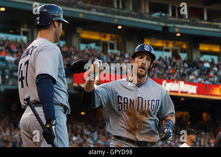 San Diego Padres left fielder Samad Taylor celebrates after hitting a ...