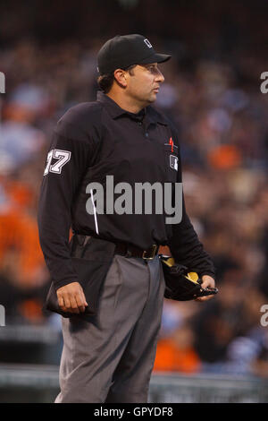 MLB home plate umpire Jim Wolf during an MLB regular season game ...