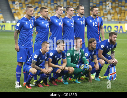 Iceland players pose for a team photo ahead of the international ...