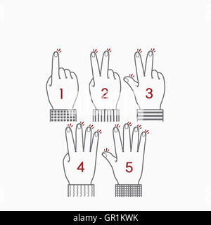 Counting Hands from one to five, isolated over white background Stock ...