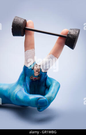 Weightlifter, finger art Stock Photo - Alamy