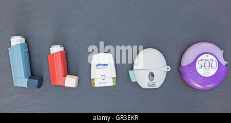 asthma treatment inhalers Stock Photo - Alamy