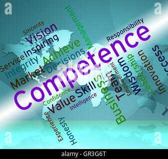 Competence Words Showing Expertness Wordcloud And Adeptness Stock Photo ...
