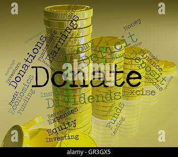 Donate Word Meaning Donation Donating And Volunteers Stock Photo - Alamy