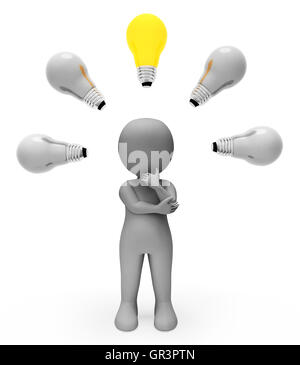 Character Lightbulb Representing Power Source And Consider 3d Rendering ...