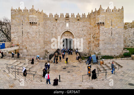 Damascus Gate with city walls, Old City, Jerusalem, from Paulus guest ...