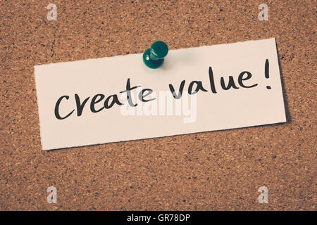 create value reminder or advice - inspiration concept - handwriting on ...